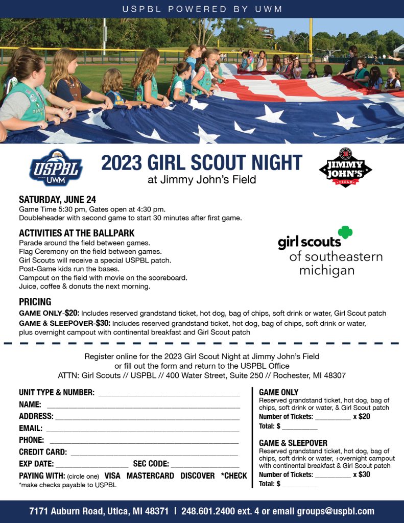 Girl Scout Night | United Shore Professional Baseball League