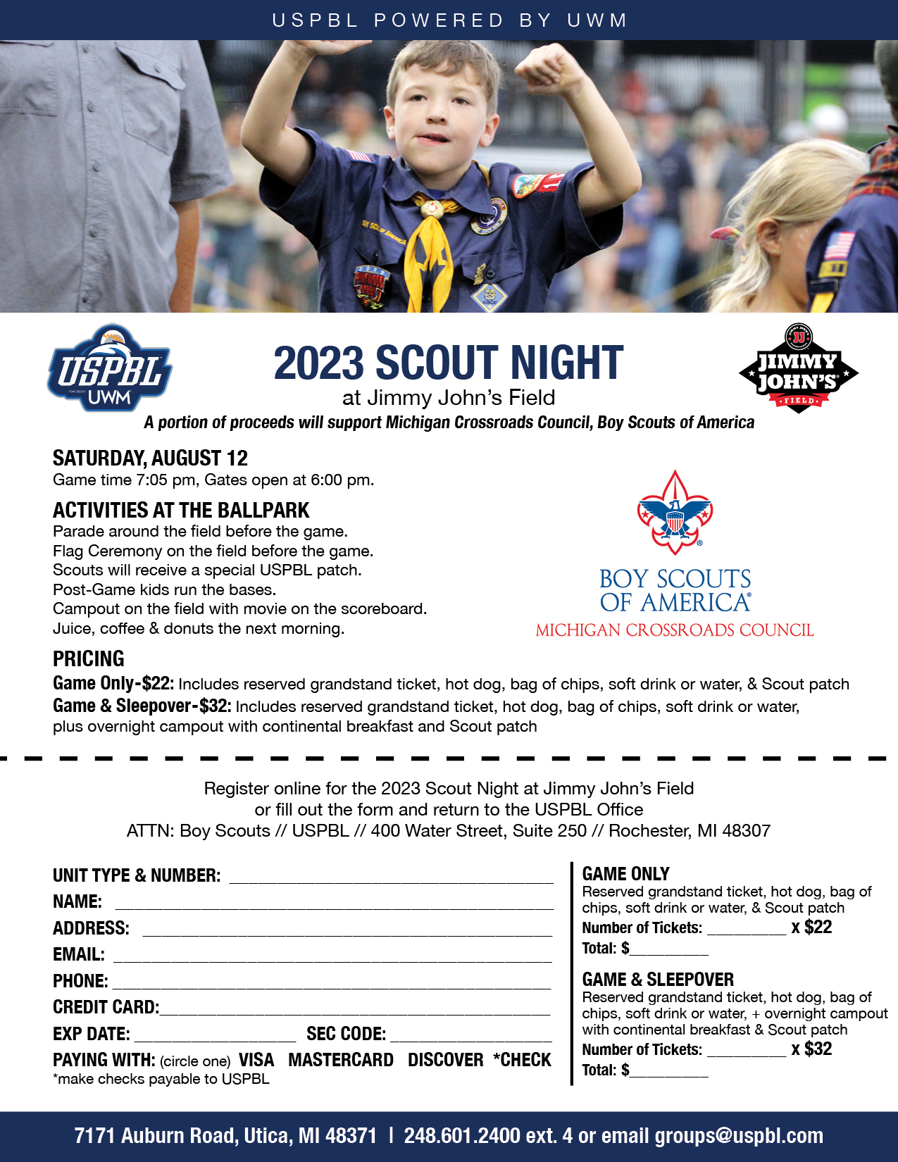 Scout Night - United Shore Professional Baseball League (USPBL)